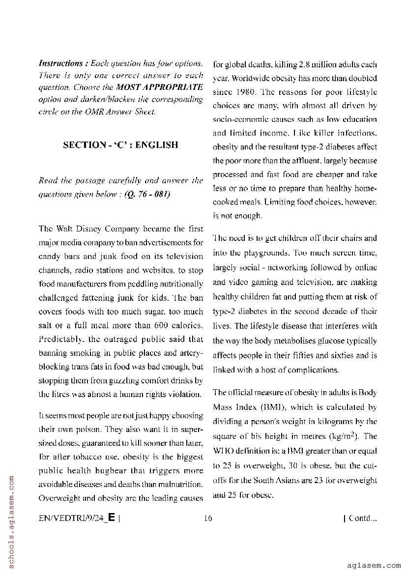 AISSEE 2024 Question Paper Class 9 - PDF Download Sainik School ...