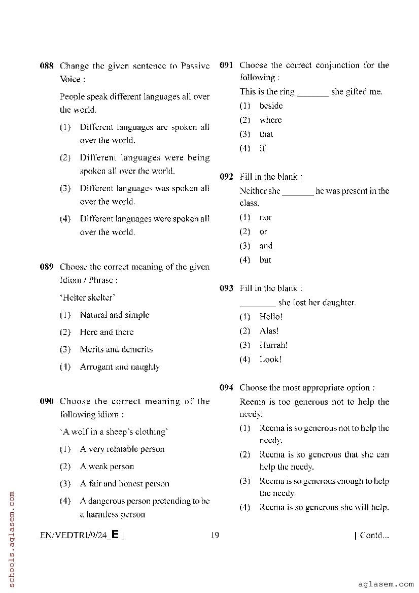 AISSEE 2024 Question Paper Class 9 - PDF Download Sainik School ...