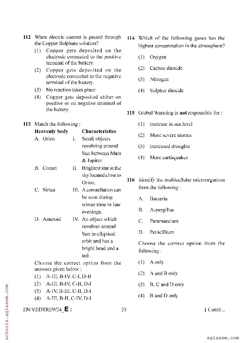 AISSEE 2024 Question Paper Class 9 - PDF Download Sainik School Entrance Exam with Answer Key ...