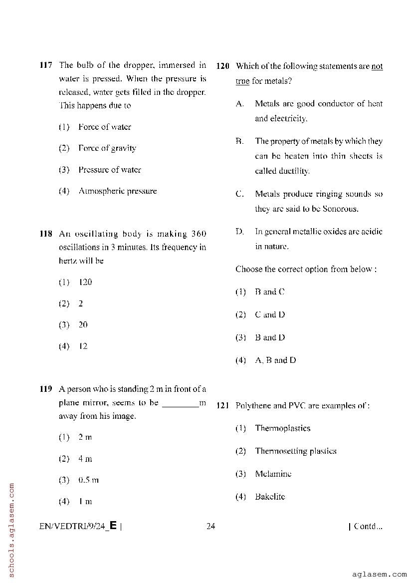AISSEE 2024 Question Paper Class 9 - PDF Download Sainik School Entrance Exam with Answer Key ...