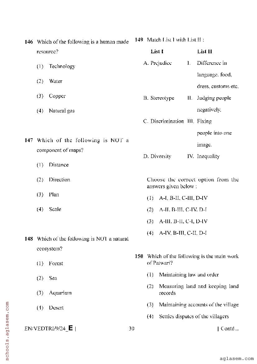 AISSEE 2024 Question Paper Class 9 - PDF Download Sainik School Entrance Exam with Answer Key ...