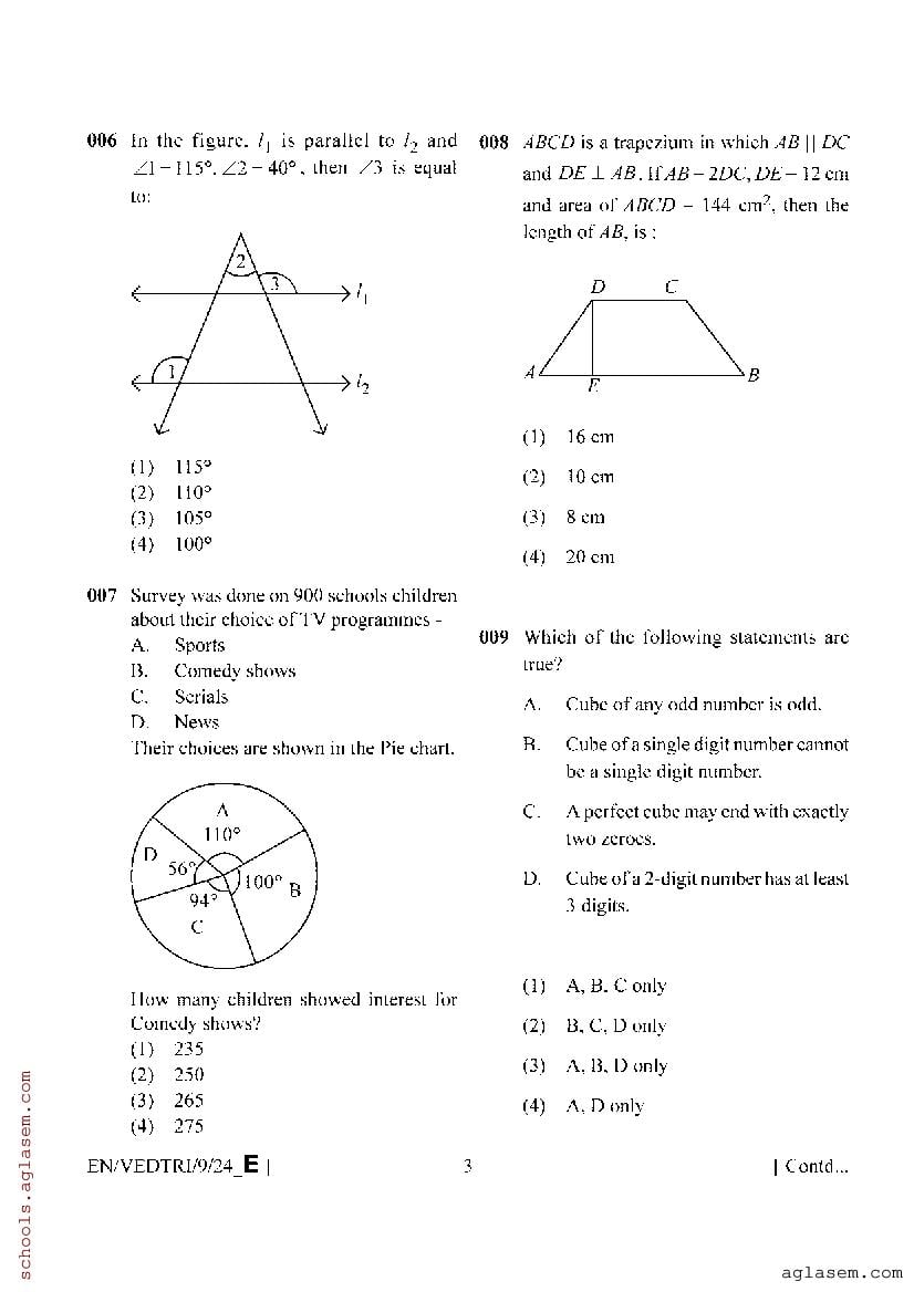 AISSEE 2024 Question Paper Class 9 - PDF Download Sainik School ...