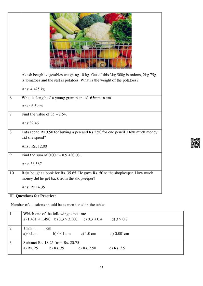 Class 6 Maths Notes for Decimals (PDF) - Study Material - AglaSem