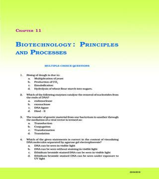 NCERT Exemplar Class 12 Biology Unit 11 Biotechnology principles and ...