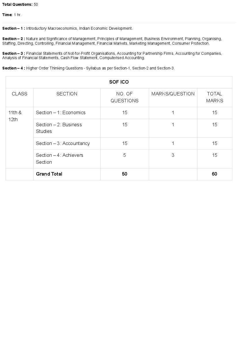 SOF ICO Syllabus Class 12