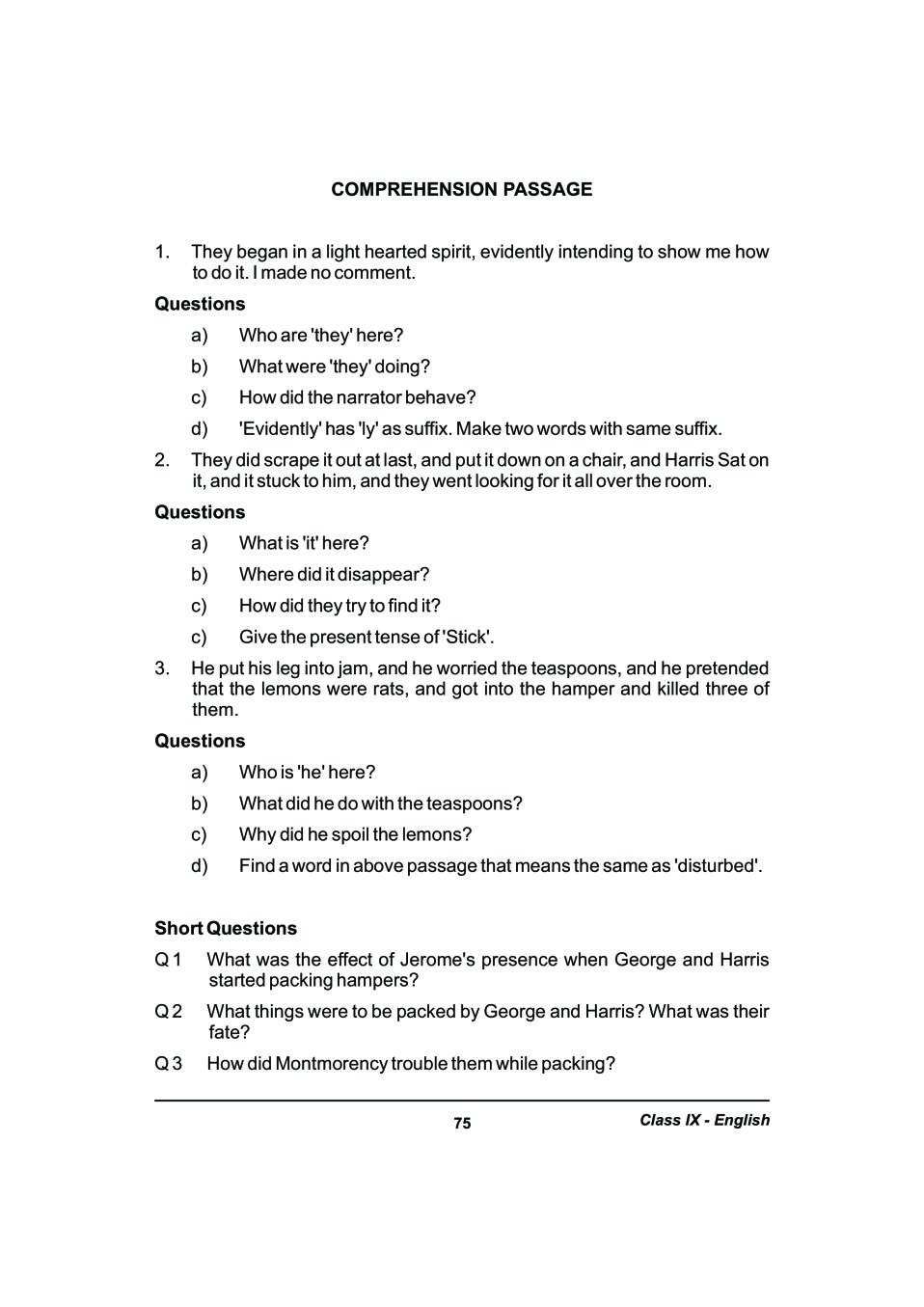 CBSE Notes Class 9 English Packing