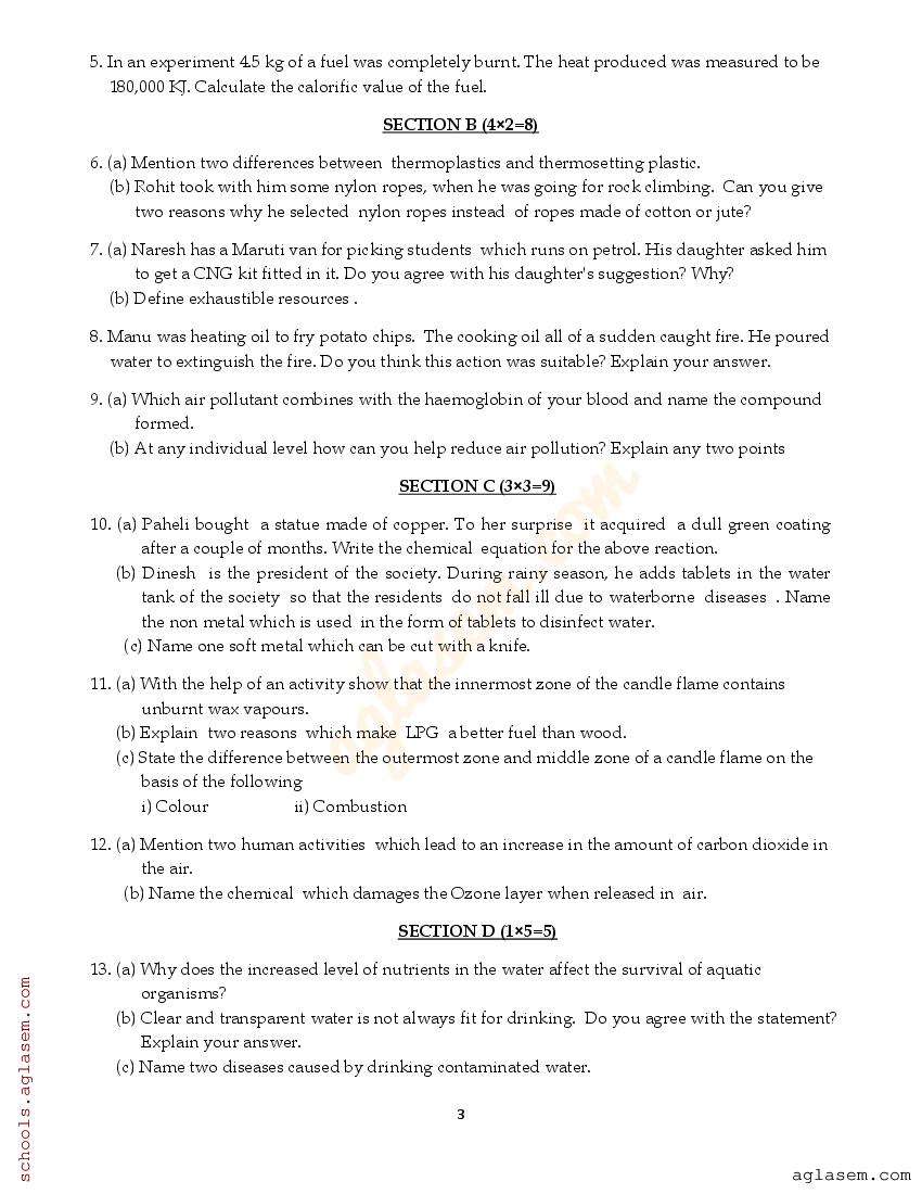 Class 8 Science Question Paper 2023 (PDF) - 8th Annual Exam Science Question Paper