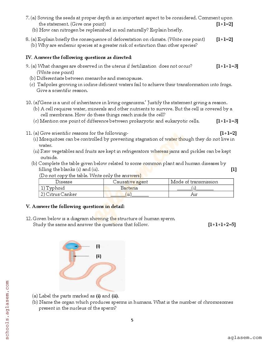 Class 8 Science Question Paper 2023 (PDF) - 8th Annual Exam Science Question Paper