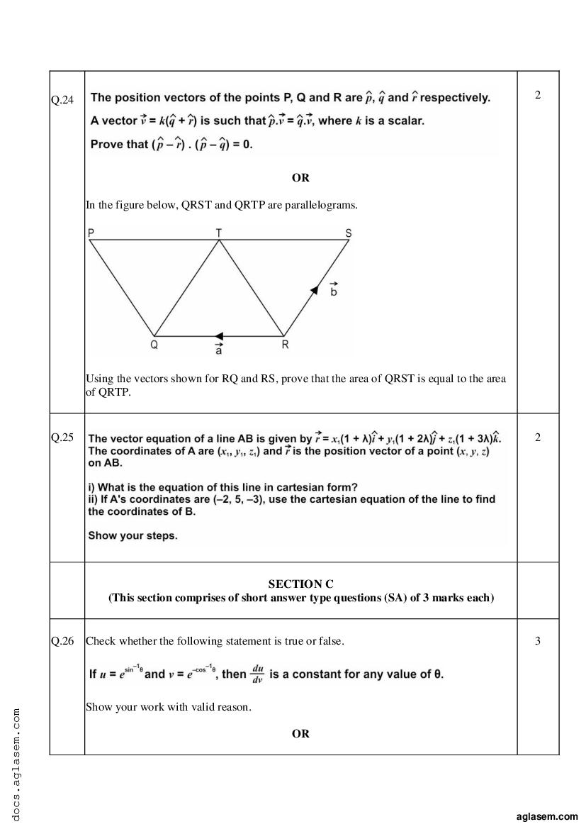 Class 12 Maths Sample Paper 2023 Download 12th Board Practice Papers