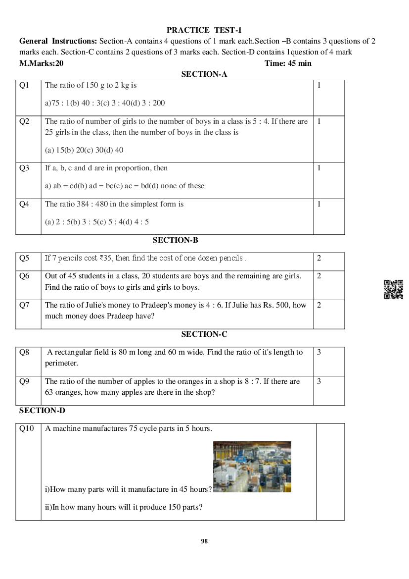 Class 6 Maths Notes for Ratio & Proportion (PDF) - Study Material - AglaSem