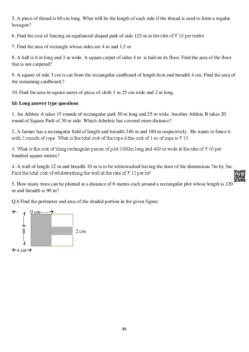 Class 6 Maths Notes for Mensuration (PDF) - Study Material - AglaSem