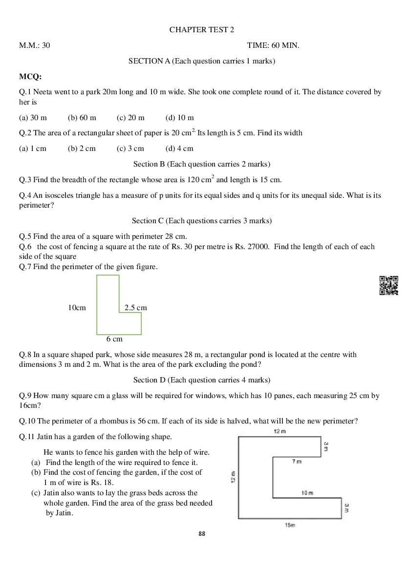 Class 6 Maths Notes for Mensuration (PDF) - Study Material - AglaSem