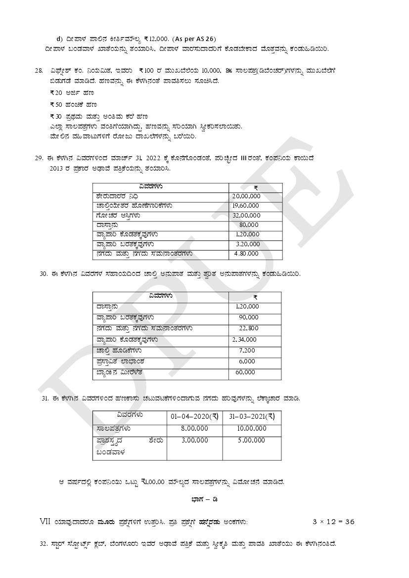 Karnataka 2nd PUC Accountancy Model Question Paper 2023 PDF 