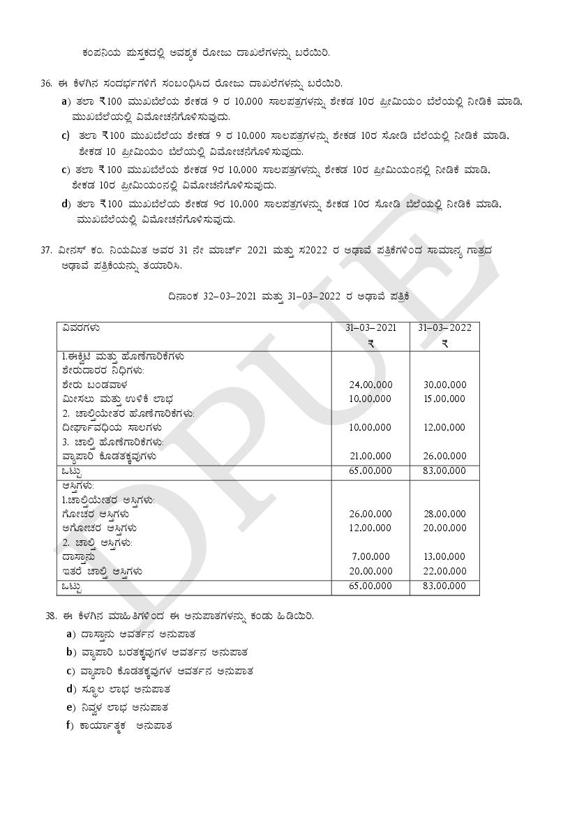 Karnataka 2nd PUC Accountancy Model Question Paper 2023 PDF Karnataka 2nd PUC Accountancy Model Question Paper 2023 PDF
