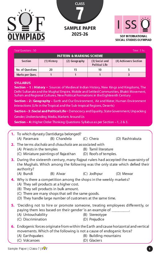 SOF ISSO Sample Paper 2026 Class 7