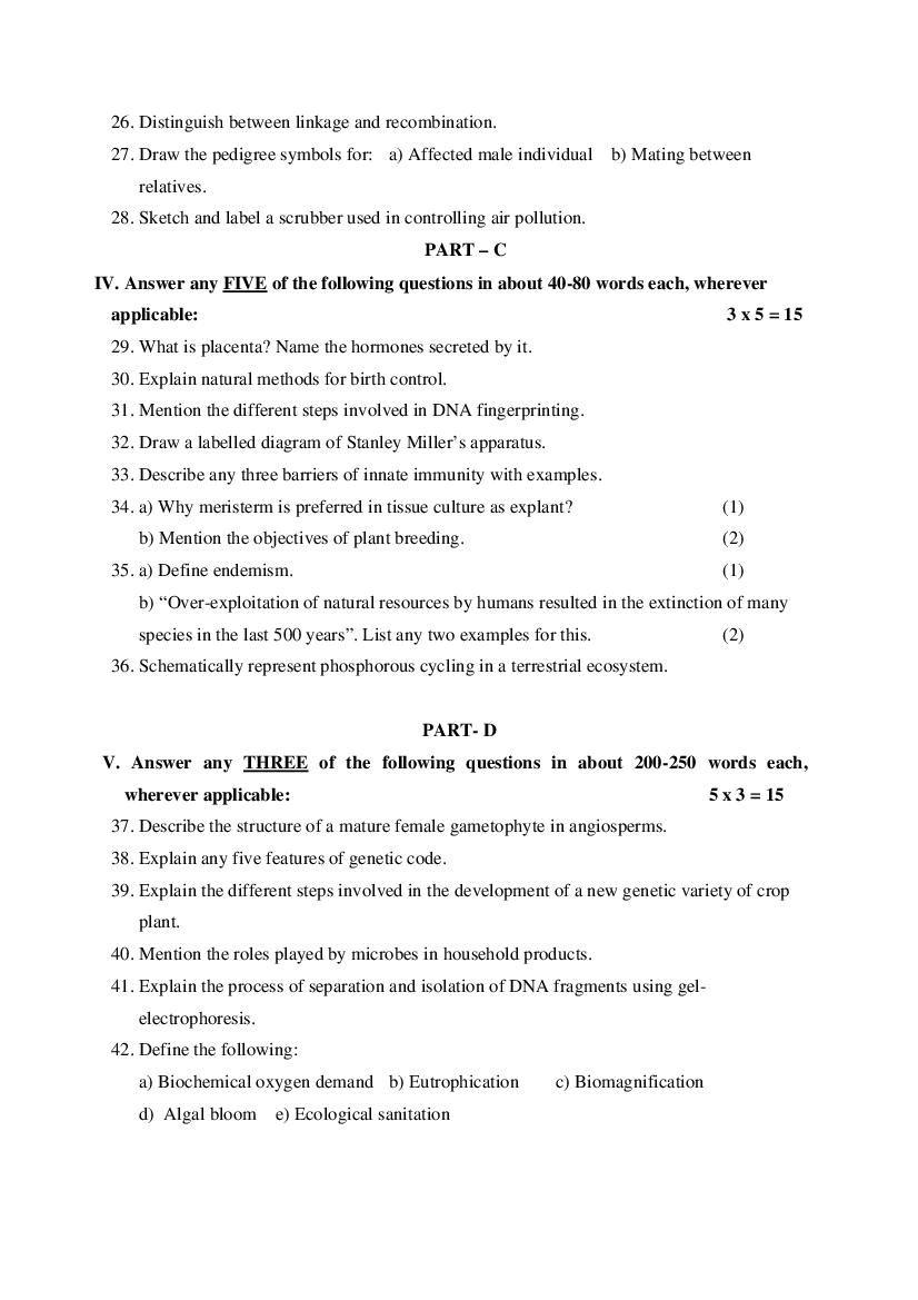Karnataka 2nd PUC Biology Model Question Paper 2023 PDF Karnataka 2nd PUC Biology Model Question Paper 2023 PDF