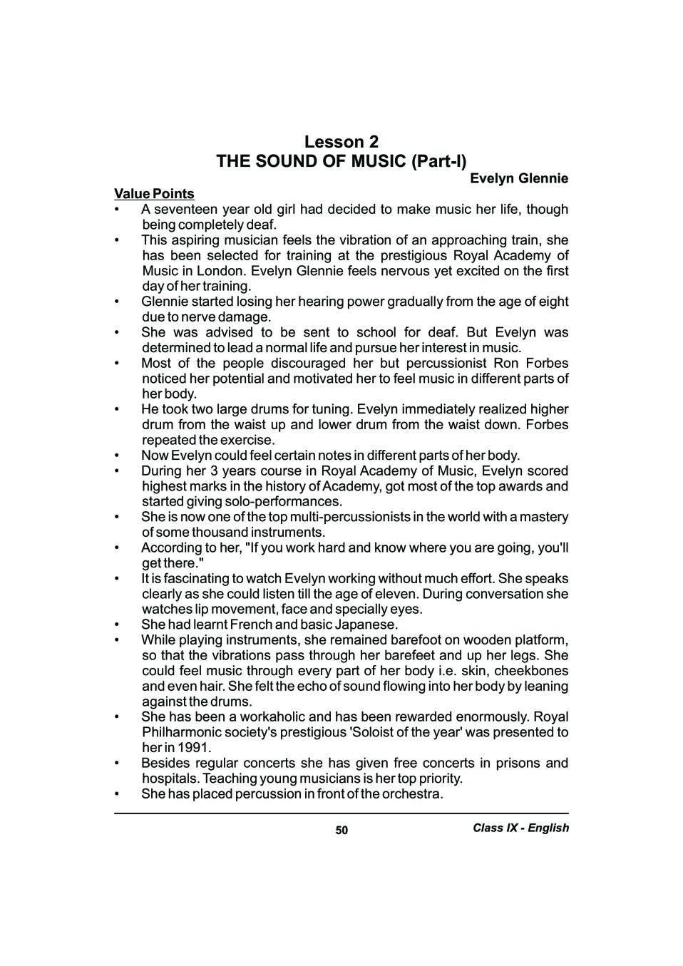 Class 9 English Notes For The Sound Of Music PDF Study Material Class 9 English Notes For The Sound Of Music PDF Study Material