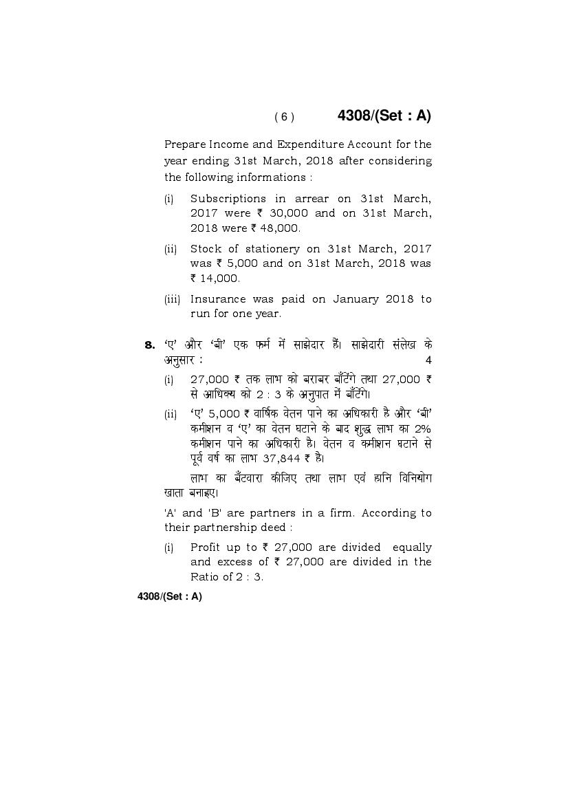 HBSE 12th Question Papers 2020 For Accountancy – Download PDF