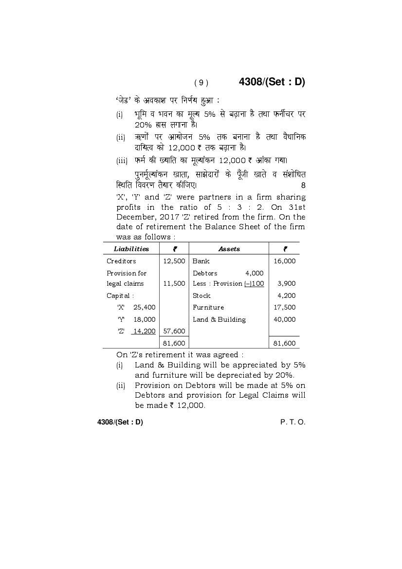 HBSE 12th Question Papers 2020 For Accountancy – Download PDF