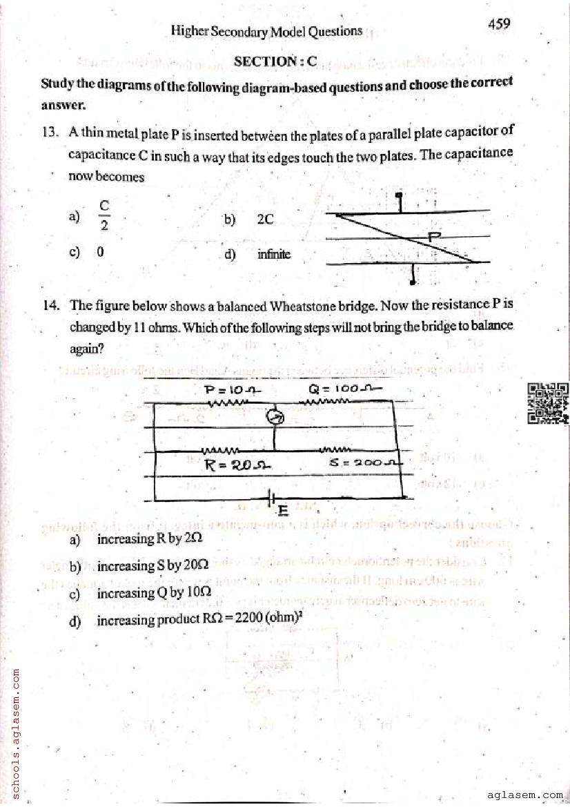 WBCHSE Class 12 Physics Semester 3 Model Question Paper 2025 - PDF ...