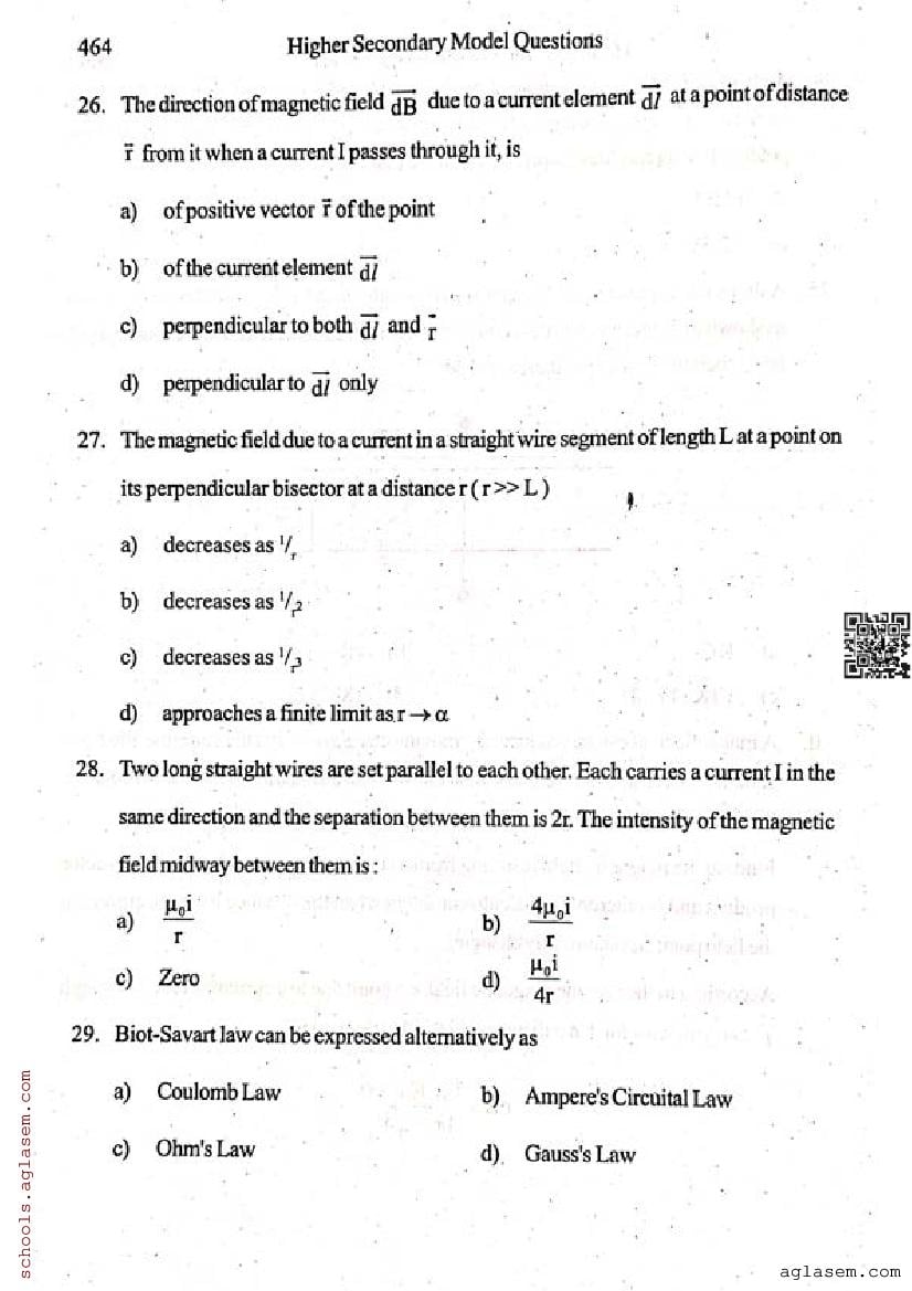WBCHSE Class 12 Physics Semester 3 Model Question Paper 2025 - PDF ...