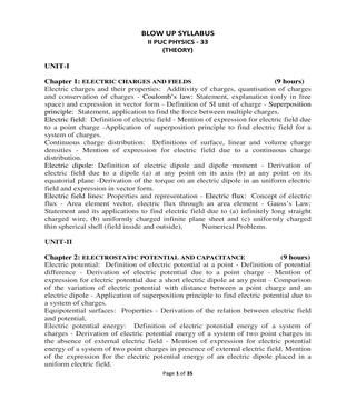 2nd PUC Syllabus for Physics