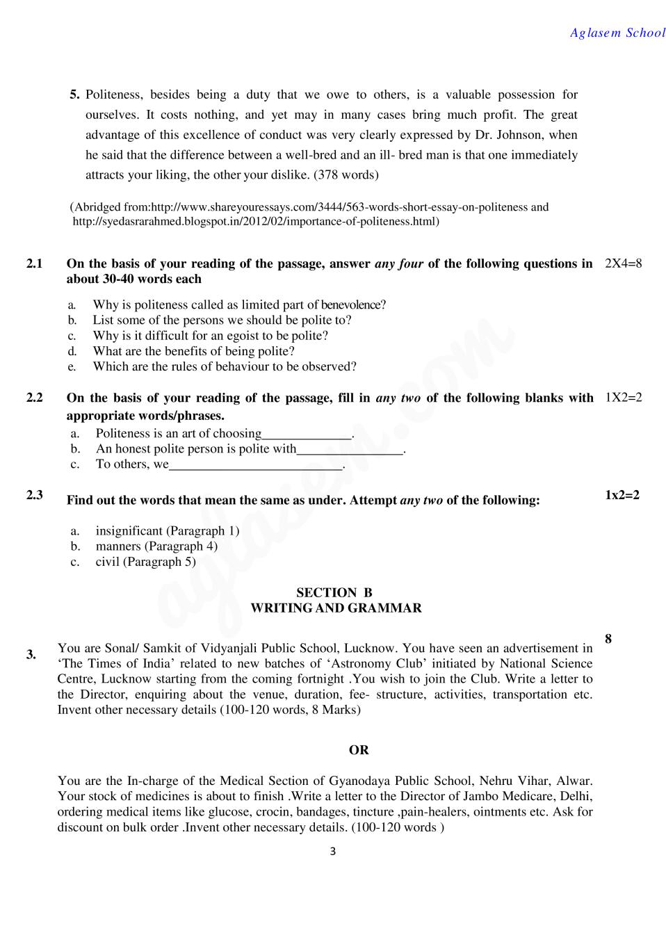 CBSE Sample Papers 2022 For Class 10 English Communicative