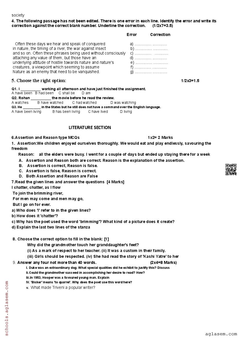 Class 9 PT 1 Question Paper English 2024-25 | Download Periodic Test 1 ...