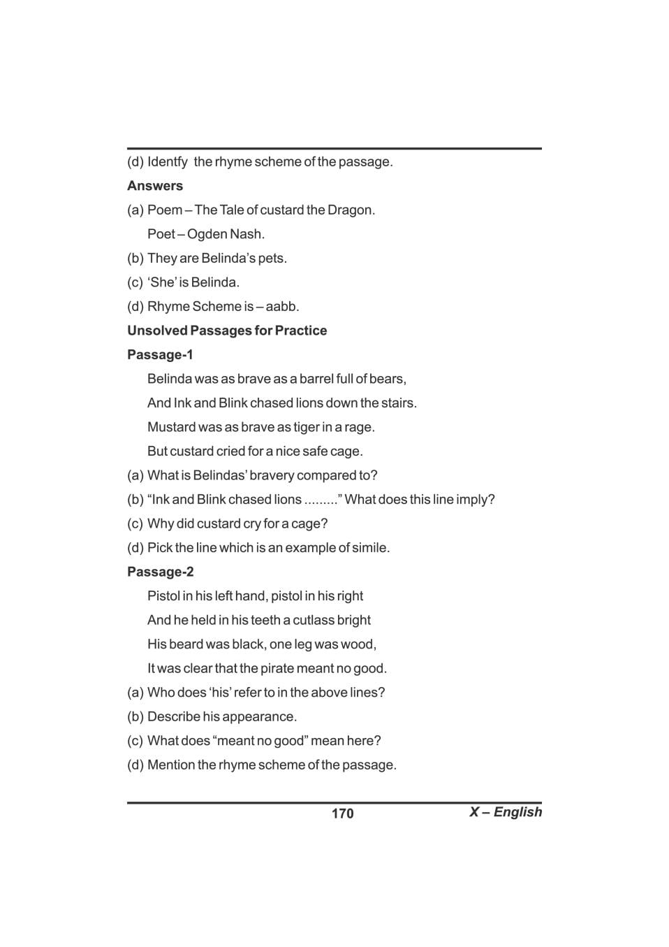 Class 10 English Notes for The Tale of Custard the Dragon (PDF) - Study ...