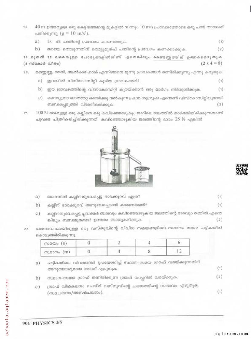 Class 9 Physics Onam Exam Question Paper 2024 | Kerala Std 9 First Term ...