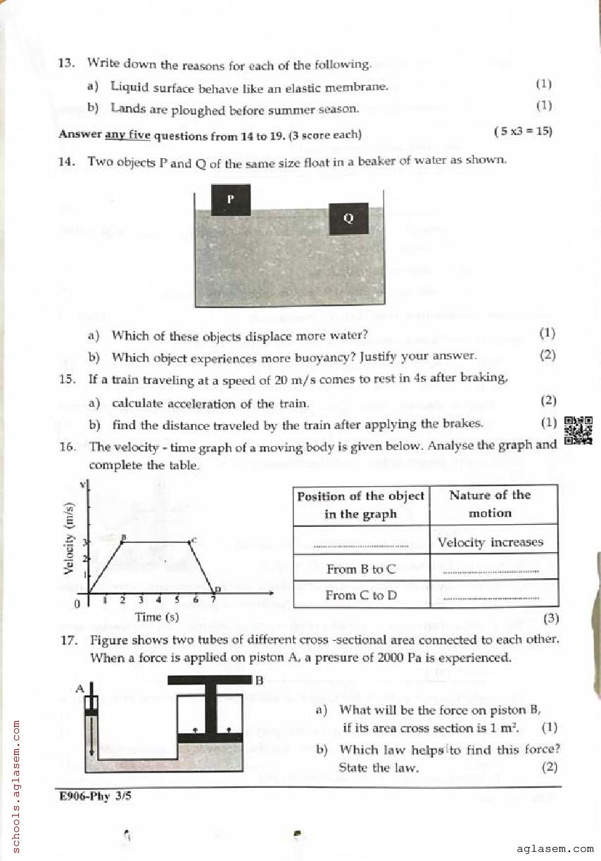 Class 9 Physics Onam Exam Question Paper 2024 | Kerala Std 9 First Term ...