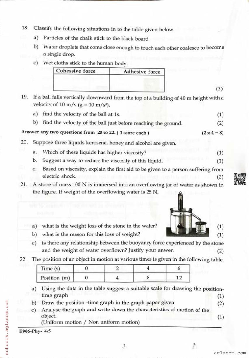 Class 9 Physics Onam Exam Question Paper 2024 | Kerala Std 9 First Term ...