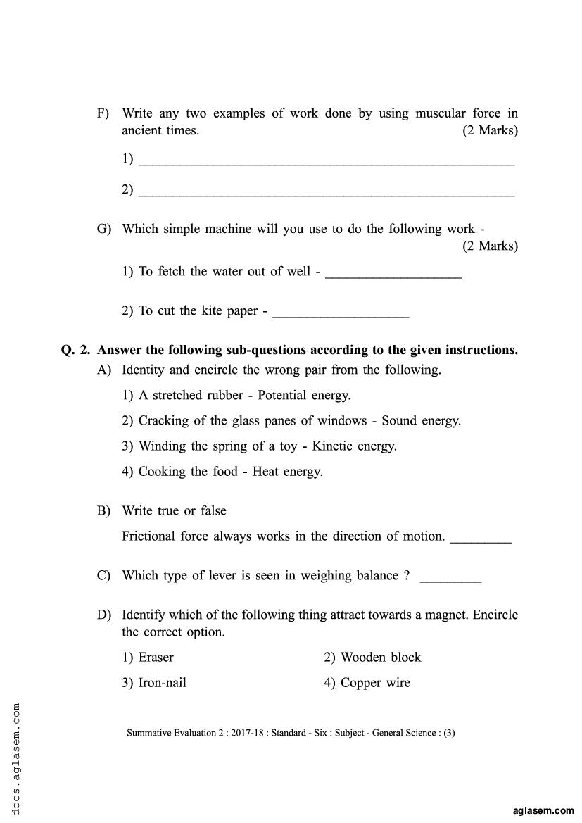 Class 6 Science Sample Paper 2024 Maharashtra Board PDF Maha Std Class 6 Science Sample Paper 2024 Maharashtra Board PDF Maha Std