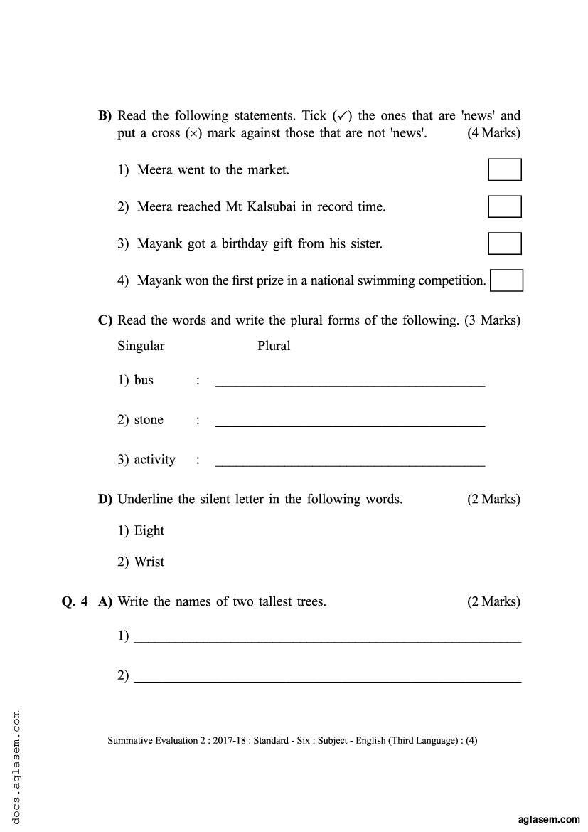 Class 6 English Sample Paper 2023 Maharashtra Board PDF Maha Std Class 6 English Sample Paper 2023 Maharashtra Board PDF Maha Std