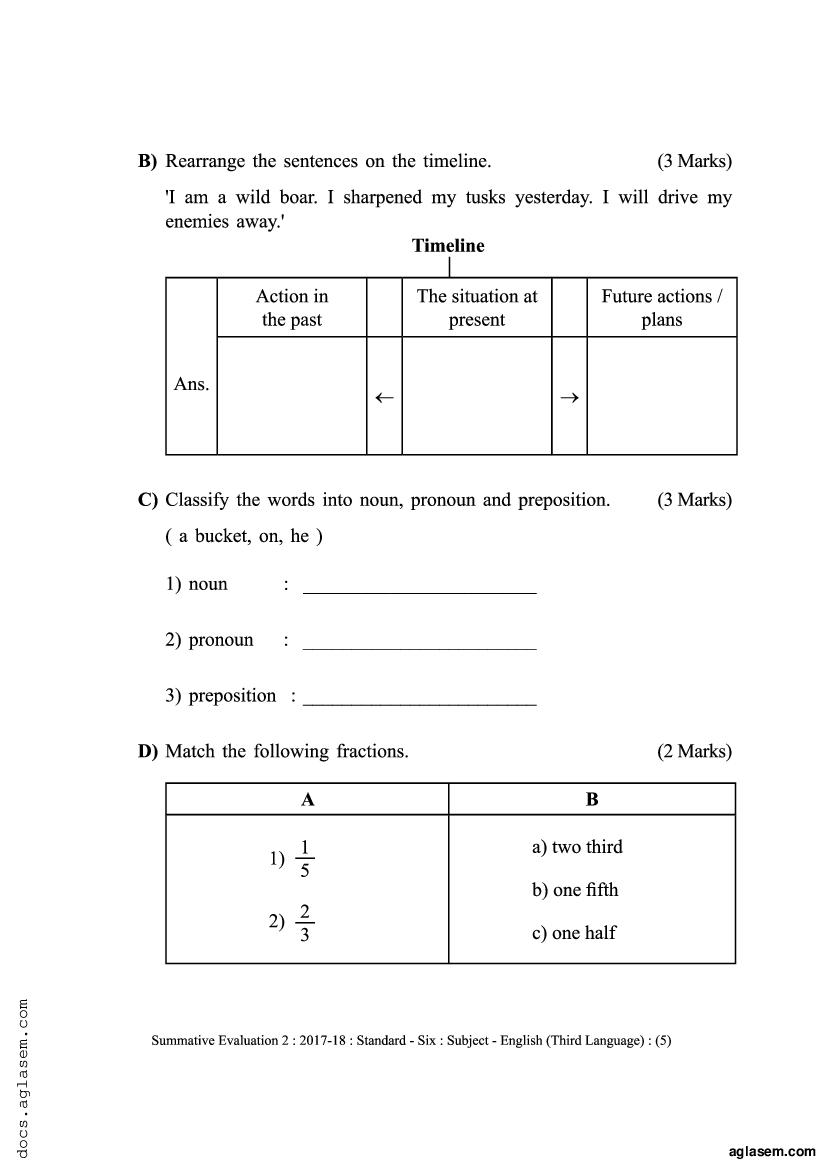 Class 6 English Sample Paper 2023 Maharashtra Board PDF Maha Std