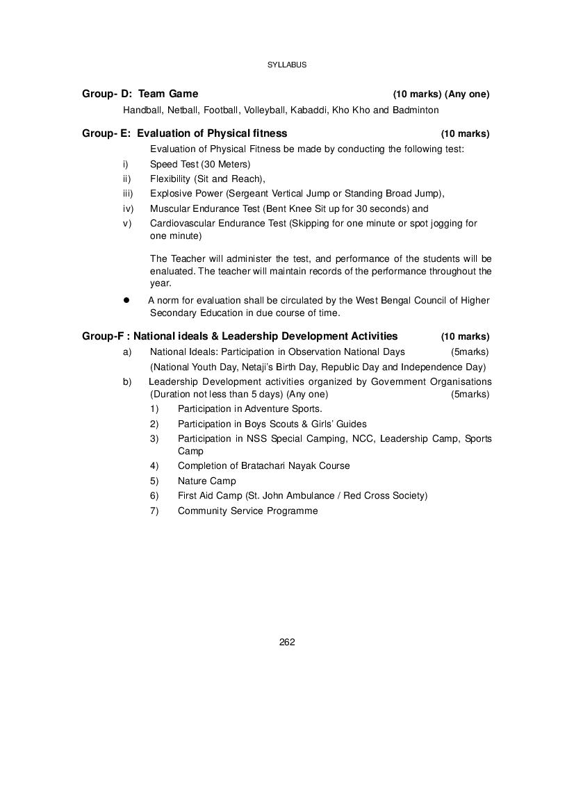 WBCHSE Class 11 Health And Physical Education Syllabus 2023 PDF