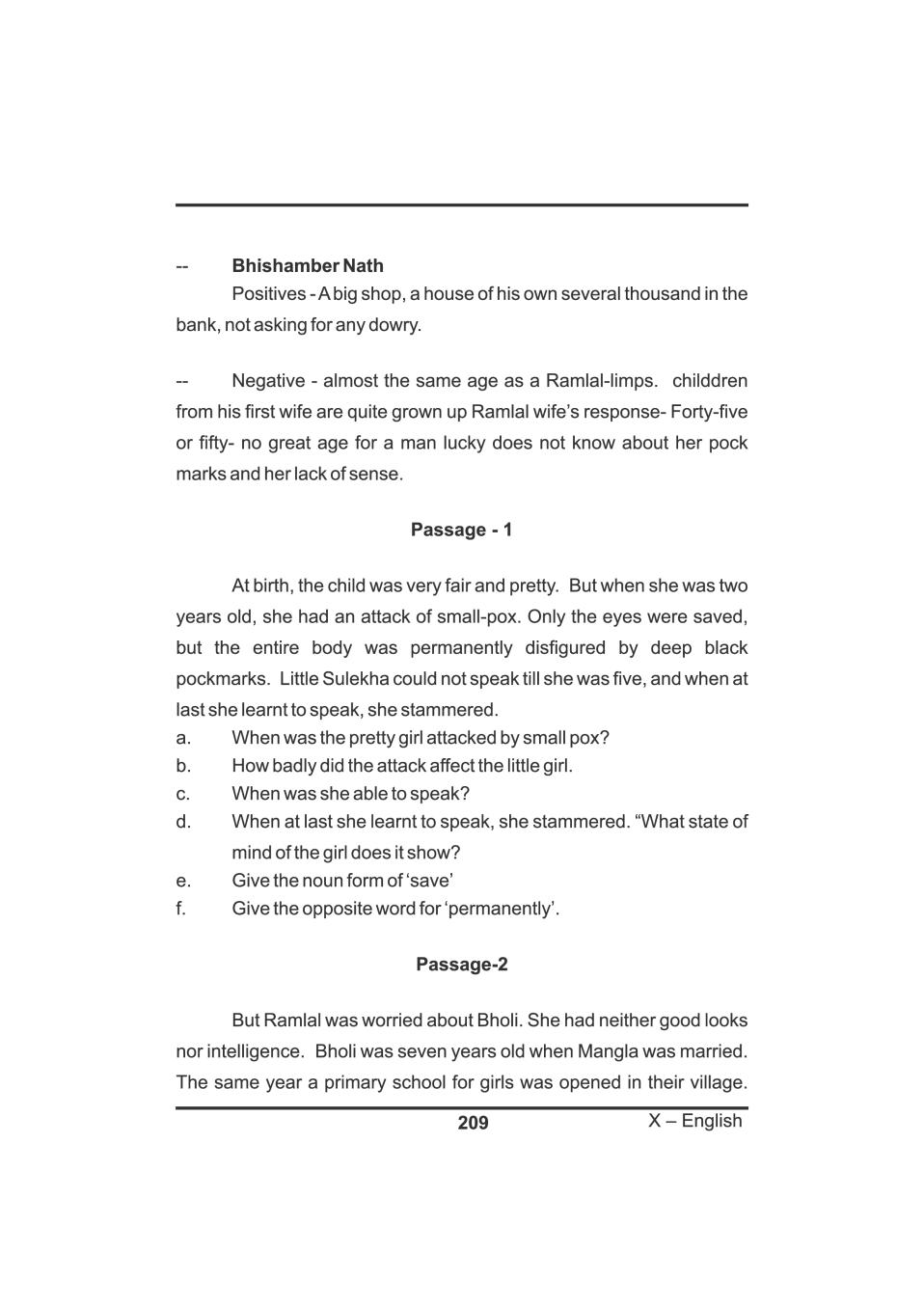 CBSE Notes Class 10 English Bholi