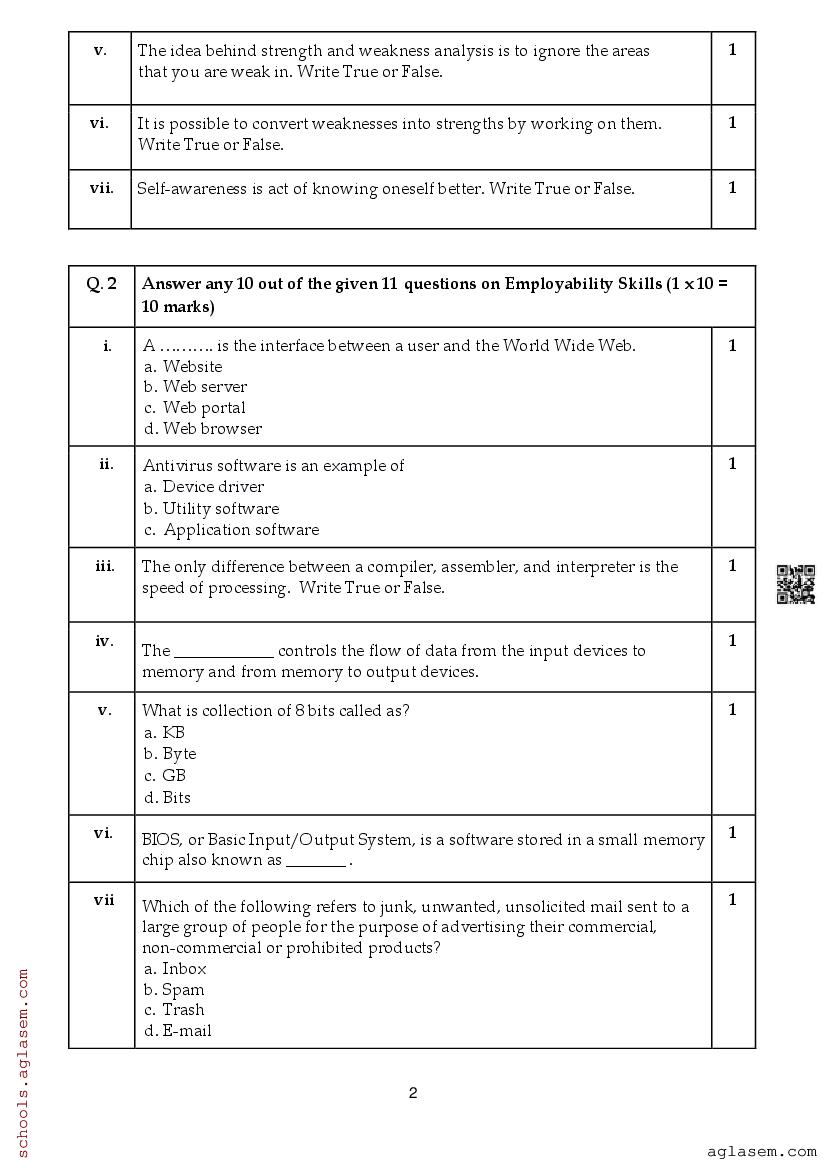 Class 9 Artificial Intelligence Half Yearly Question Paper 2024 ...