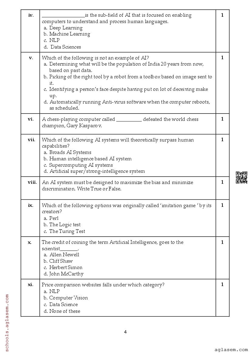 Class 9 Artificial Intelligence Half Yearly Question Paper 2024 | Download 9th Half Yearly ...