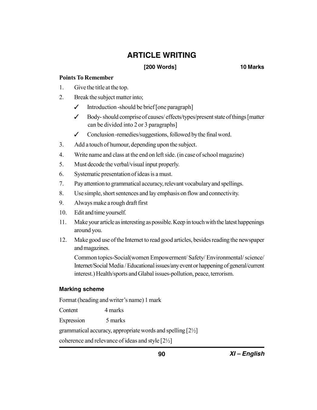 Article Writing Format Class 11 Notes PDF Article Writing Format 