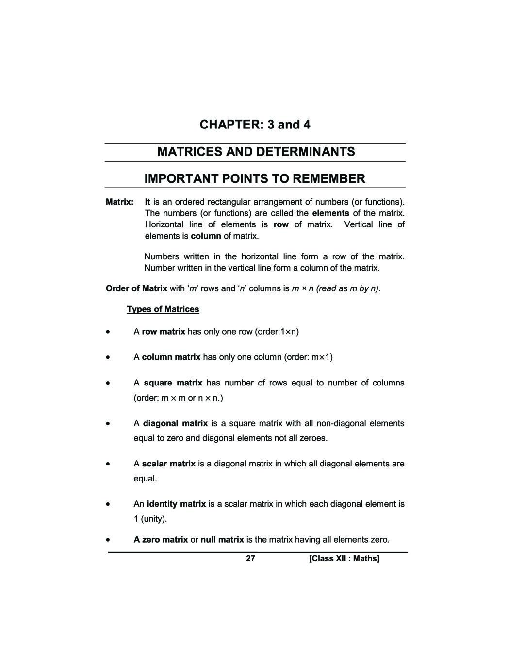 Class 12 Maths Matrices And Determinants Notes All Important Notes