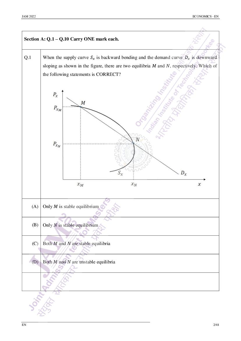 JAM 2022 Question Paper for EN