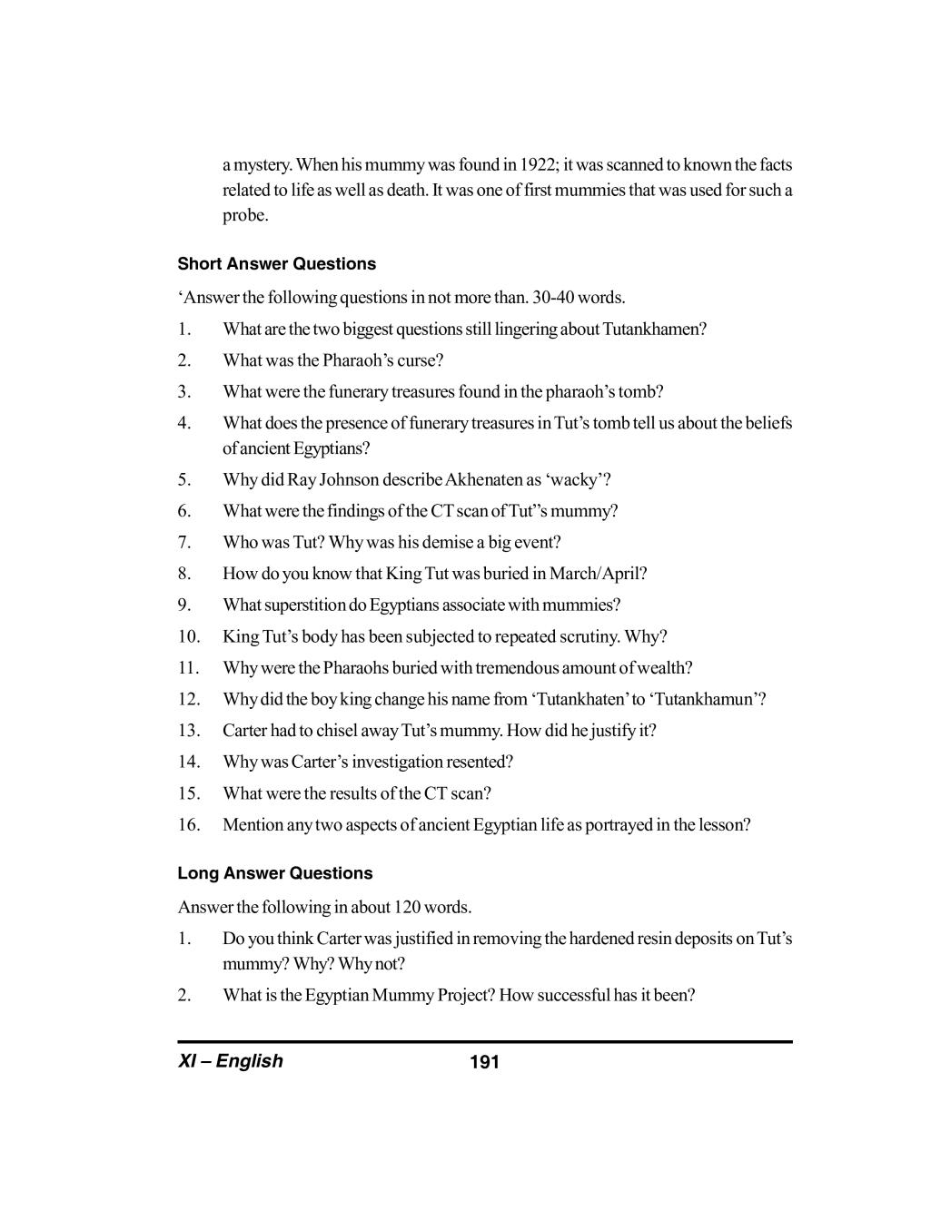 CBSE Notes Class 11 English Discovering Tut The Saga Continues