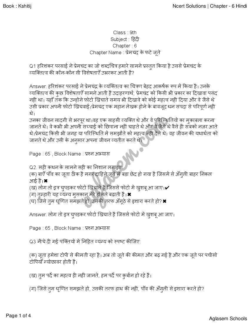 NCERT Solutions Class 9 Hindi Kshitiz Chapter 6 NCERT Solutions Class 9 Hindi Kshitiz Chapter 6