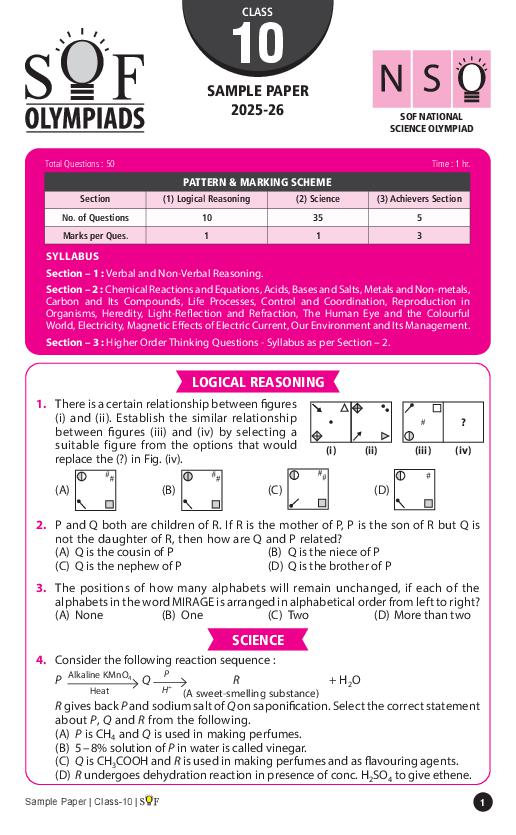 SOF NSO Sample Paper 2026 Class 10