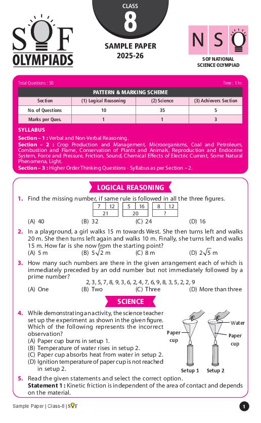 SOF NSO Sample Paper 2026 Class 8