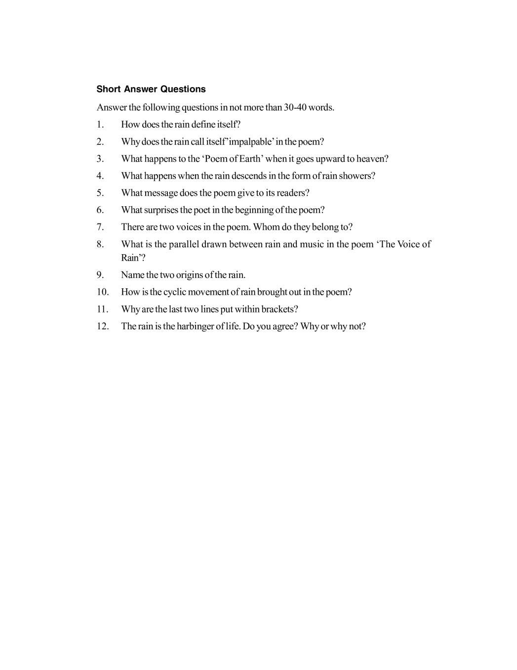 CBSE Notes Class 11 English The Voice Of The Rain AglaSem Schools CBSE Notes Class 11 English The Voice Of The Rain AglaSem Schools