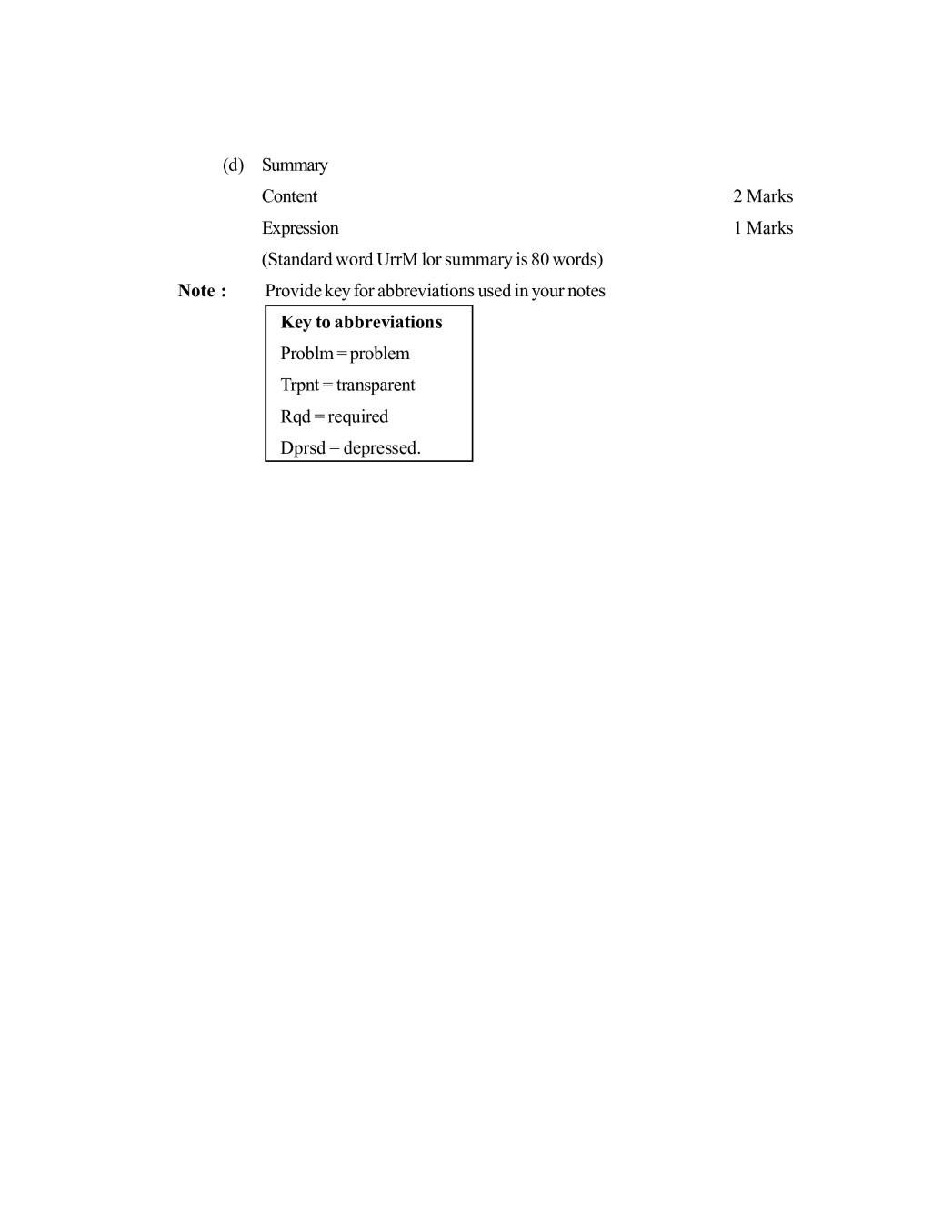 Note Making Format Notes For Class 11 English PDF OneEdu24