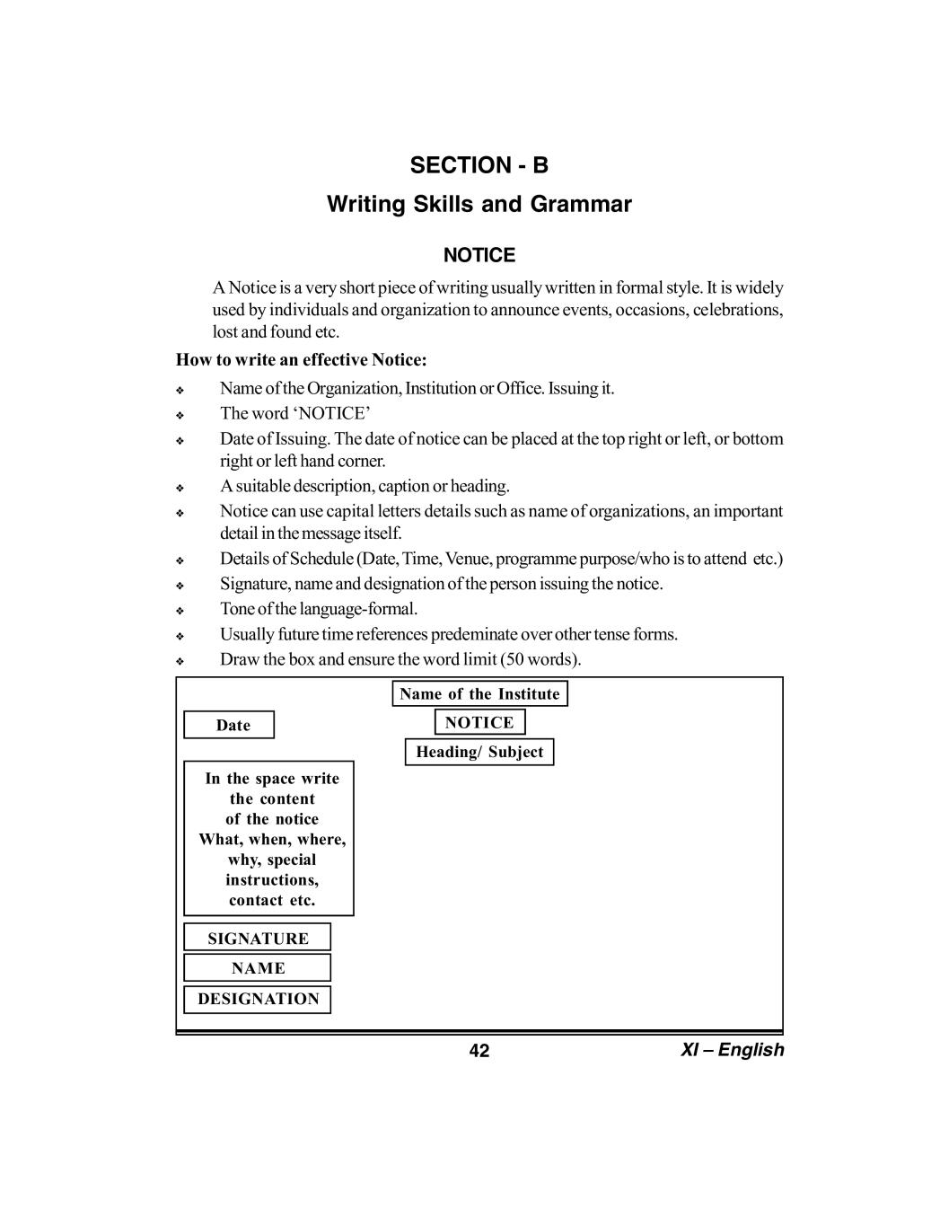 Notice Writing Format Notes For Class 11 English PDF OneEdu24