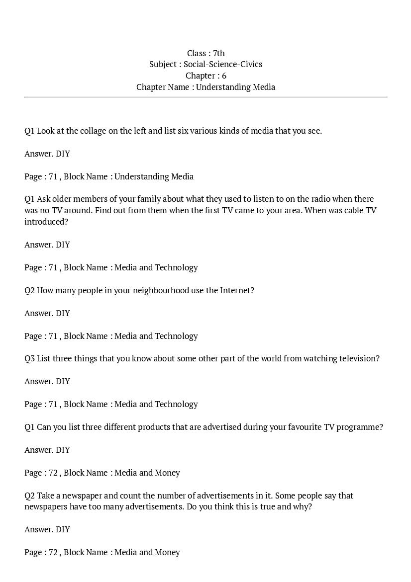 NCERT Solutions For Class 7 Civics Chapter 6 Understanding Media PDF 